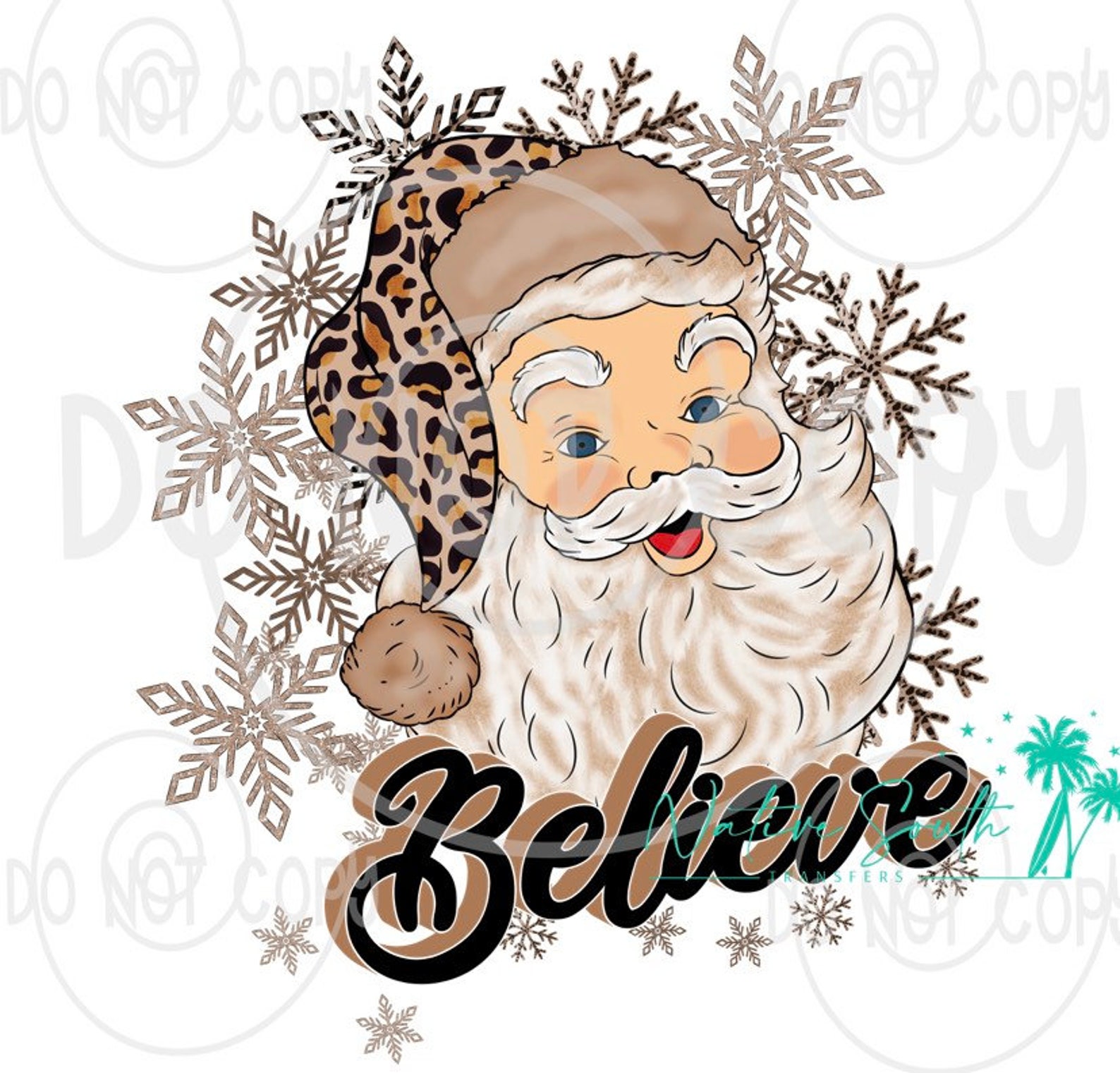 Believe Santa Leopard Print /christmas Print/sublimation - Etsy