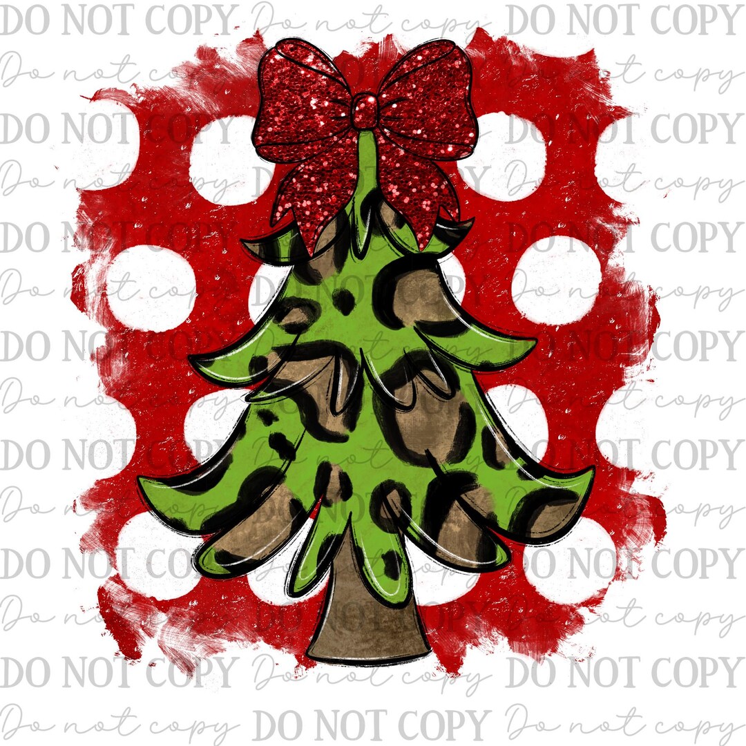 Leopard Print Tree Polka Dot Background Print / Christmas Print ...