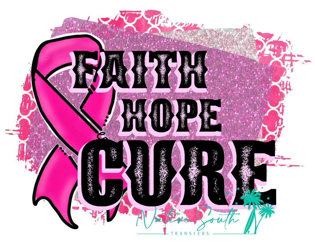 Faith Hope Cure Breast Cancer Awareness Pink Ribbon Sublimation Print ...
