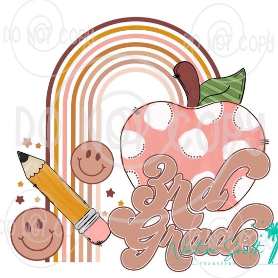 3rd Grade Smile Neutral Rainbow Print/back to School - Etsy