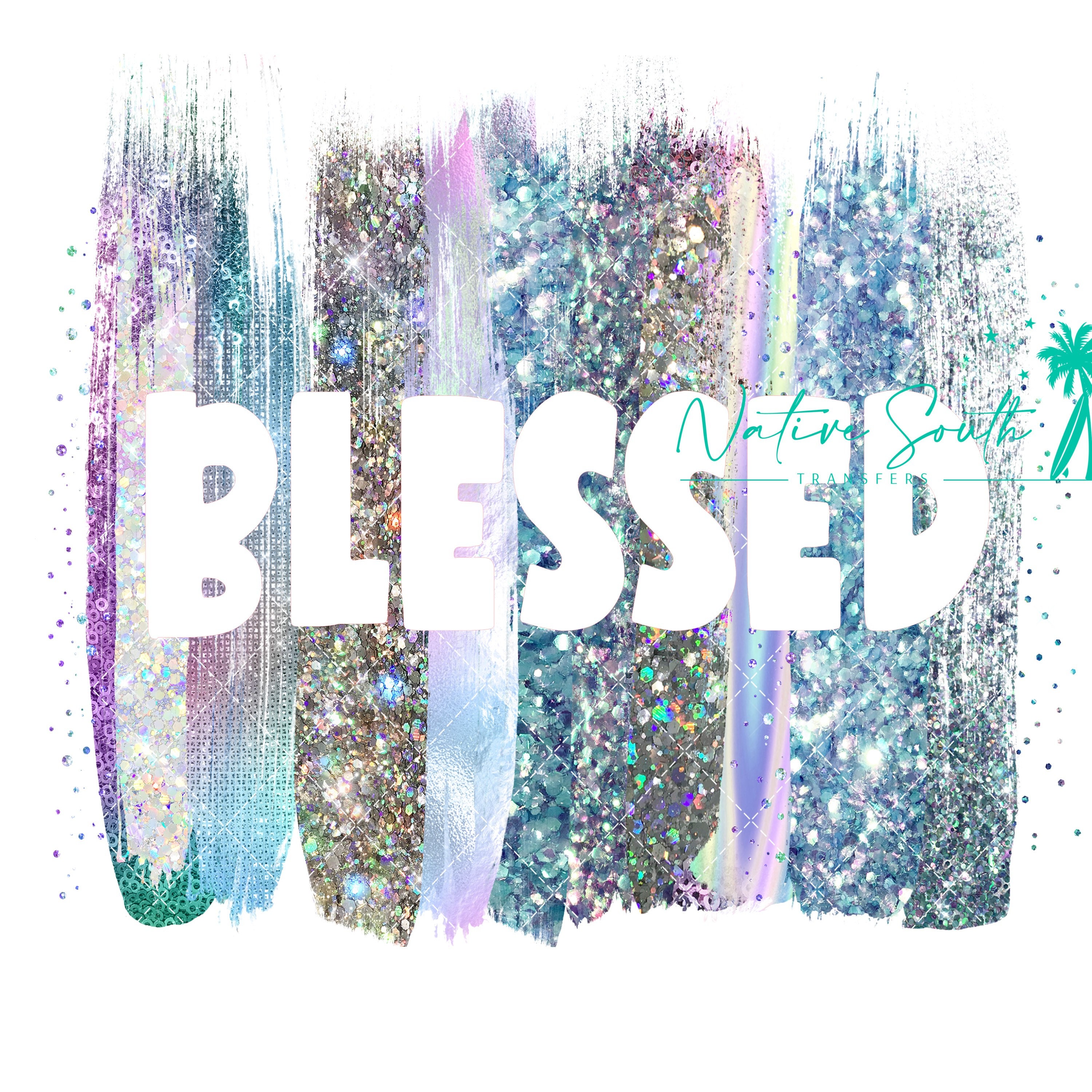 Blessed glitter paint strokes print/ religious Print/ | Etsy