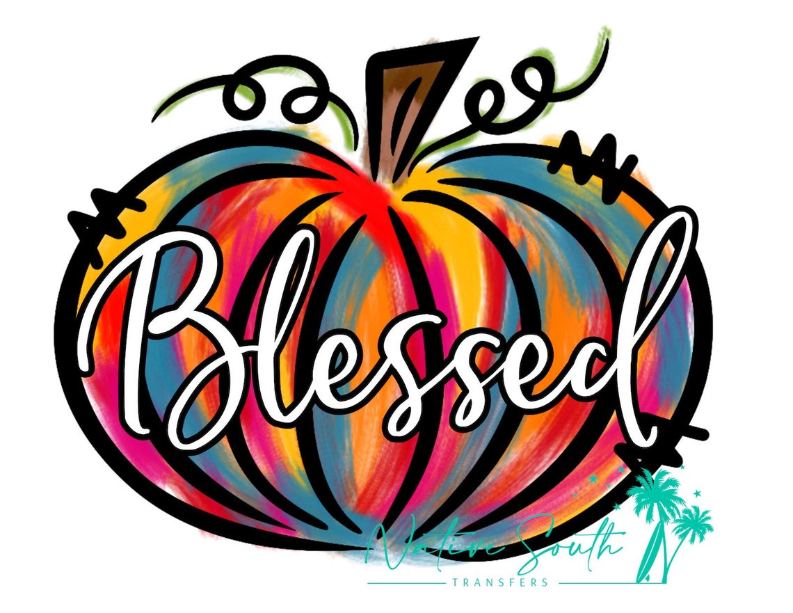 Blessed Watercolor Pumpkin Sublimation Print/diy Sublimation/ | Etsy