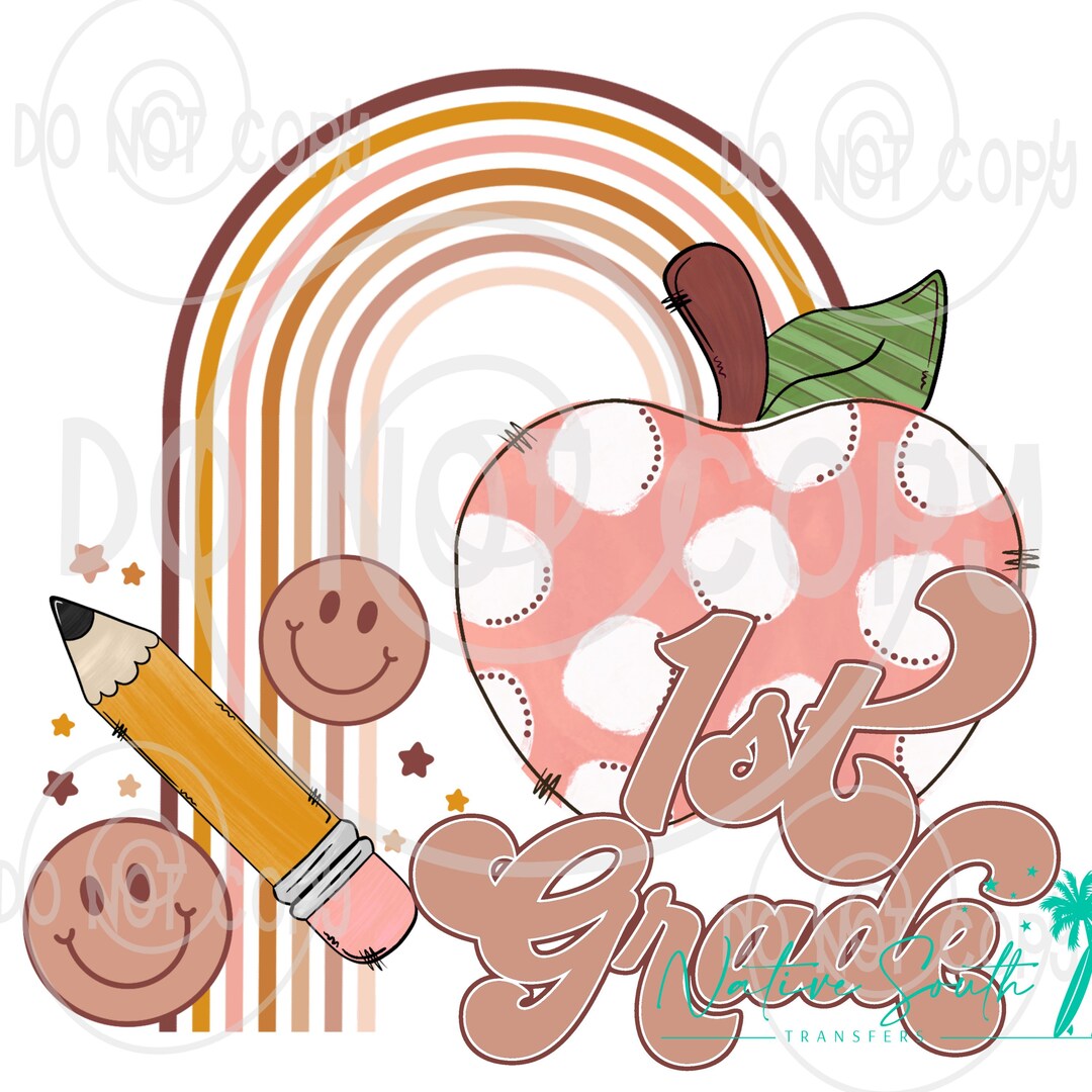 1st Grade Smile Neutral Rainbow Print/back to School - Etsy