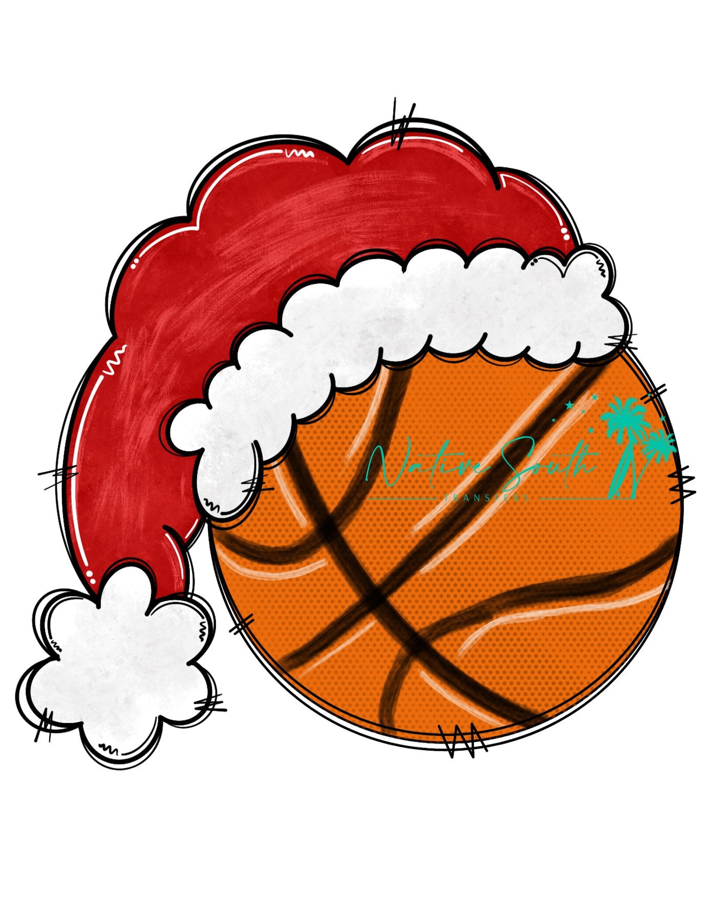 Basketball With Santa Hat Print / Christmas Print/ Sublimation - Etsy UK
