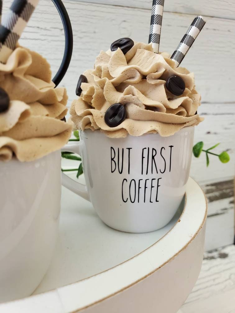 Mini Coffee Mug With Faux Whipped Cream Topper Coffee Beans - Etsy