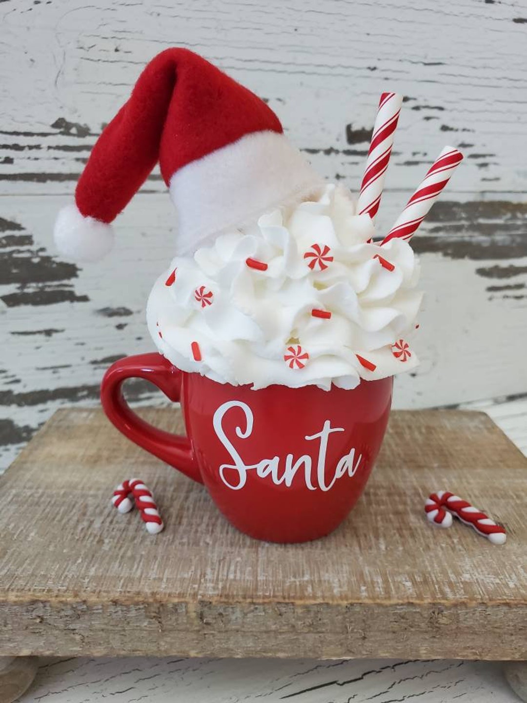 Santa Coffee Mini Mug With Faux Whipped Cream Topper - Etsy