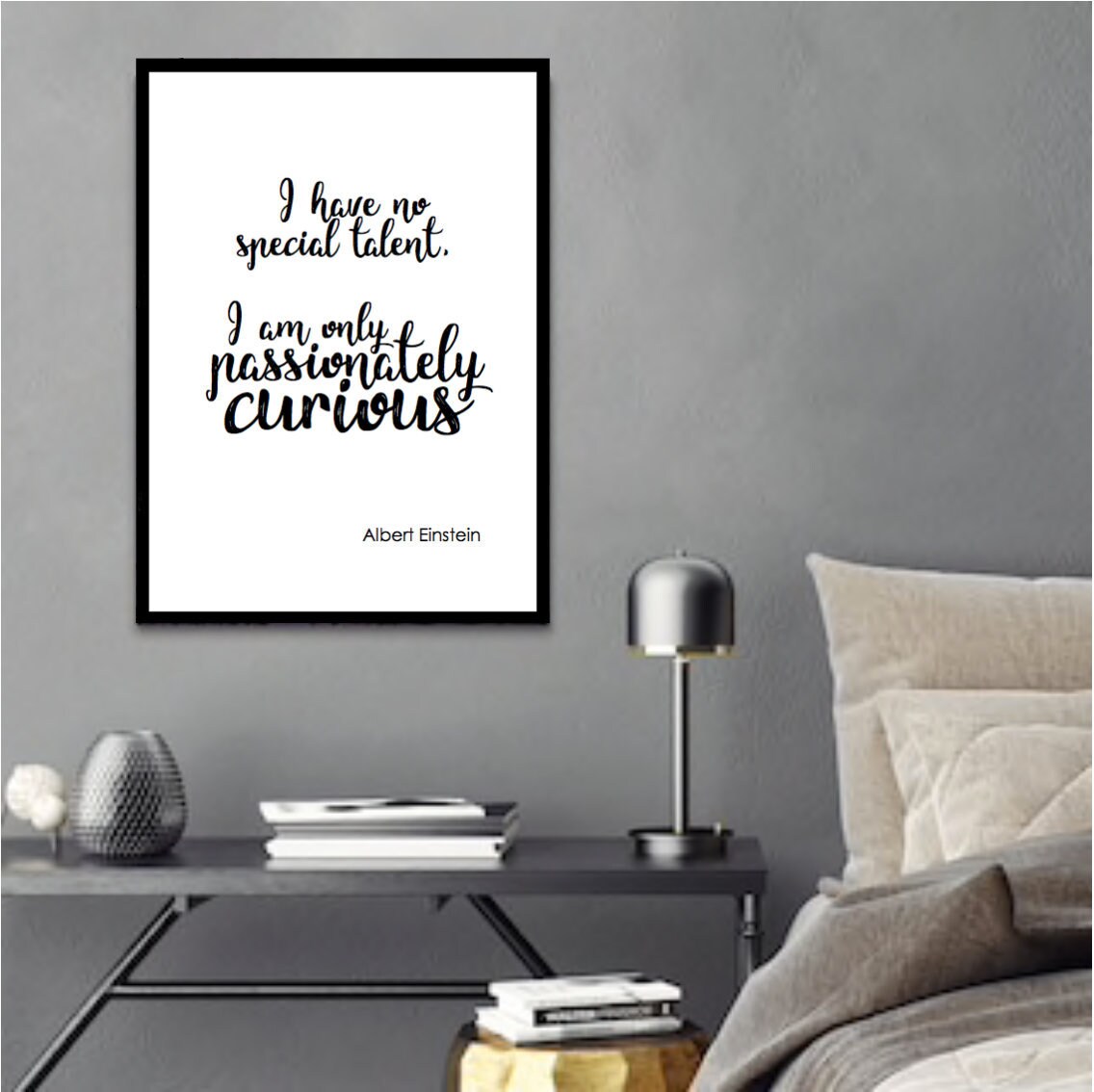 Albert Einstein Passionately Curious Quote Digital Download - Etsy