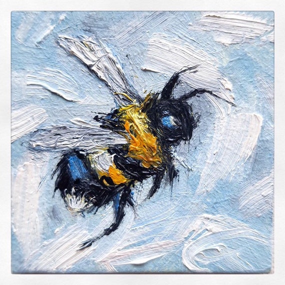 Painting bee artwork tiny insect painting Honey bee painting insects ...