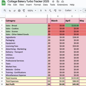 2025 Bakery Income Expense Spreadsheet for Cottage Bakers – Instant ...