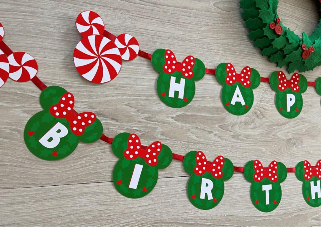 Disney Birthday Holiday Garland | Disney Christmas Banner | Happy ...