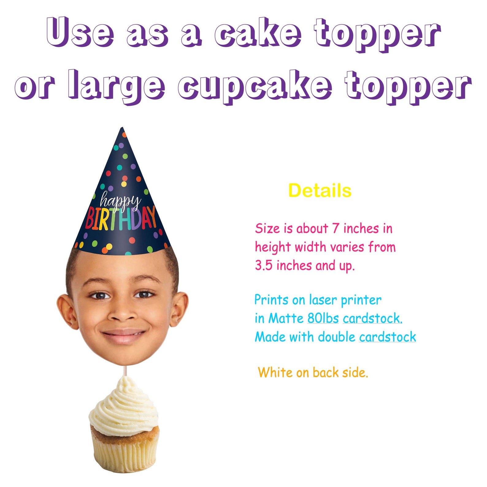 Photo Cake Topper Large Cupcake Topper Face Cake Topper - Etsy