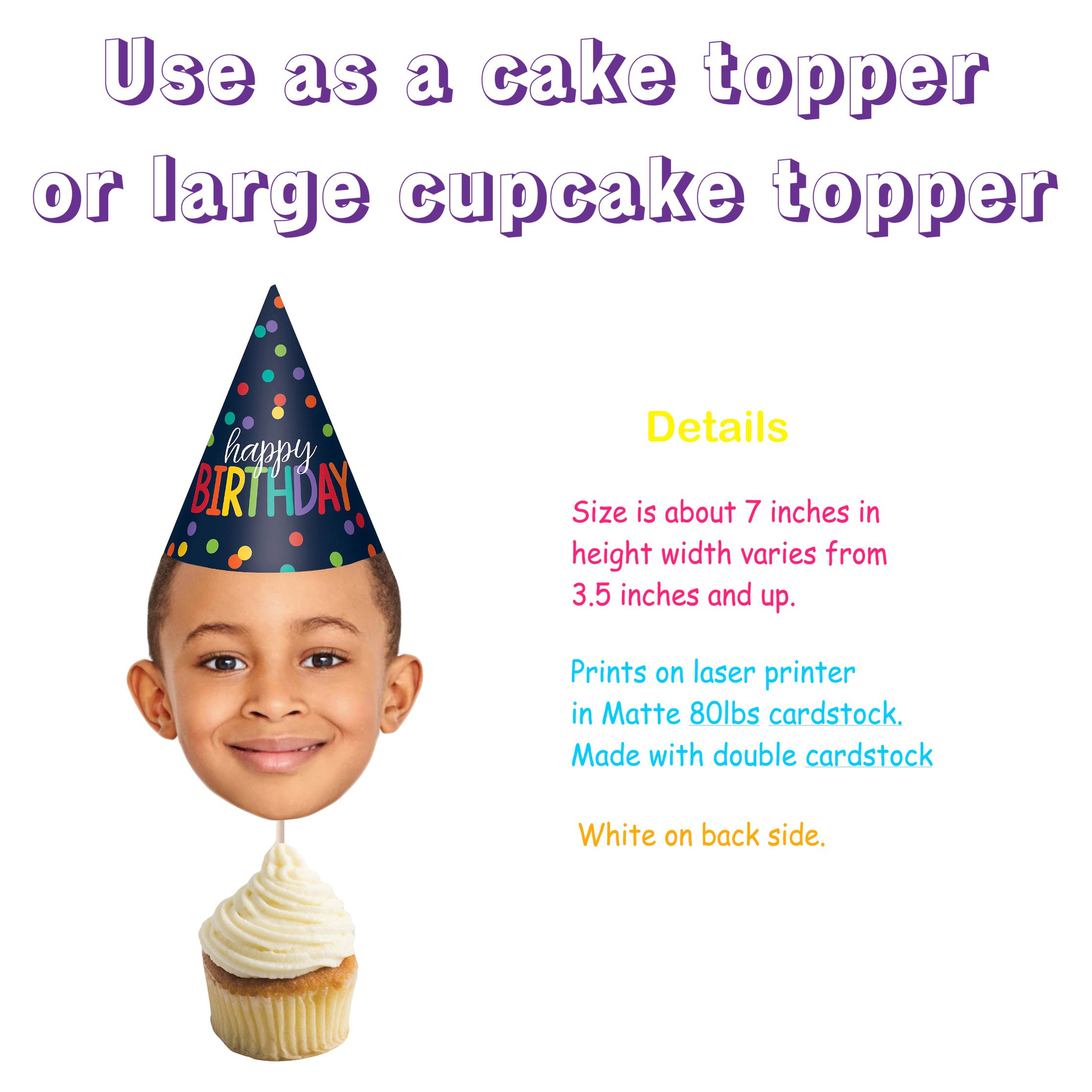 Photo Cake Topper Large Cupcake Topper Face Cake Topper - Etsy