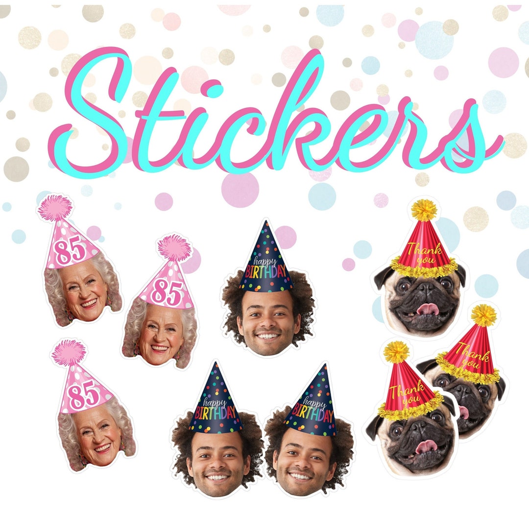 12 Face Stickers, Birthday Stickers, Custom Photo Sticker, Custom Face ...