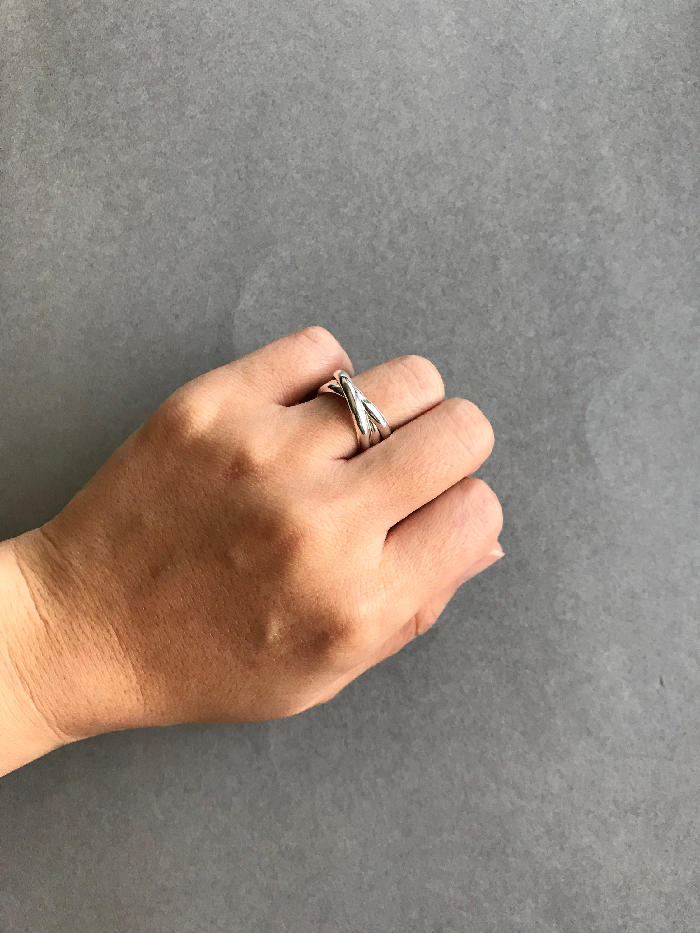 Anillo triple entrelazado de plata anillos multibanda - Etsy España
