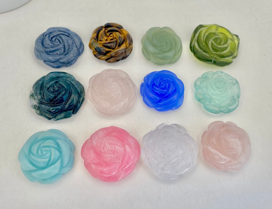 Gemstone Carved Flower Pendants 35 Mm Quartz Howlite or - Etsy