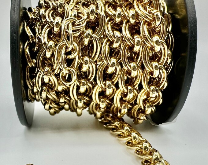 Double Link Gold Plate Base Metal Curb Chain by the Foot - Etsy