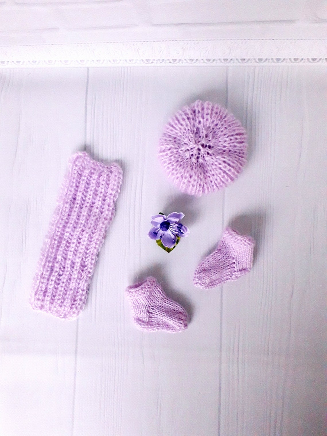 Knitted Accessories for a Doll, Beret and a Scarf, Snood for a Doll ...