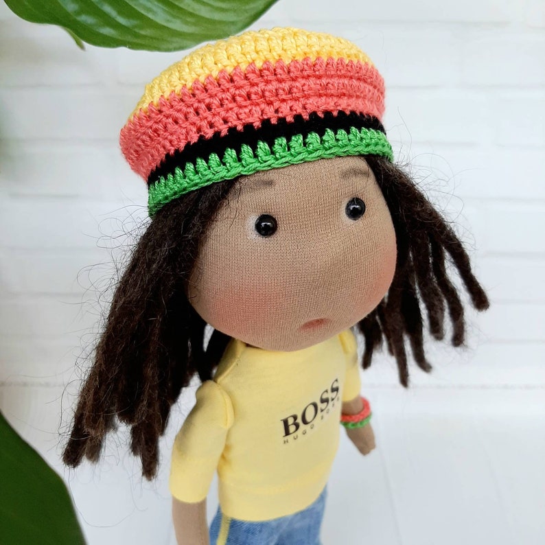 Doll with dreadlocks Reggae doll Jamaican Rasta doll Long | Etsy