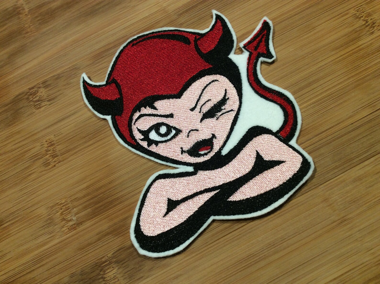 Embroidered Winking Devil Girl Patch Sew/iron-on by - Etsy