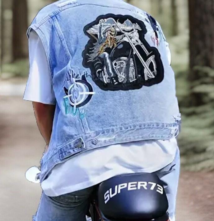 Embroidered Punk Style Large Iron-on Chopper Motorcycle Skull Xlpatch ...