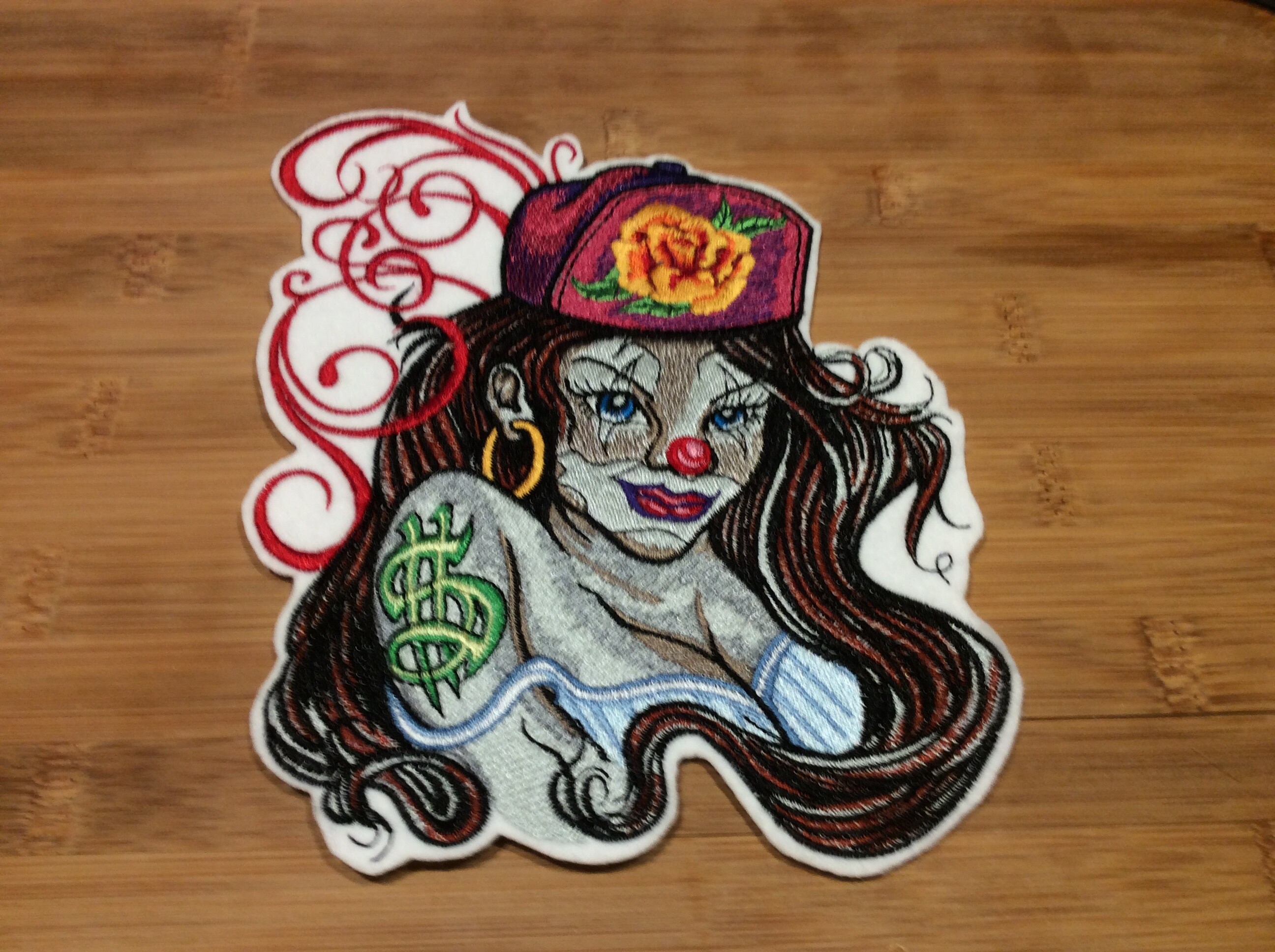 Embroidered Chola Girl Clown Large Back Patch by | Etsy