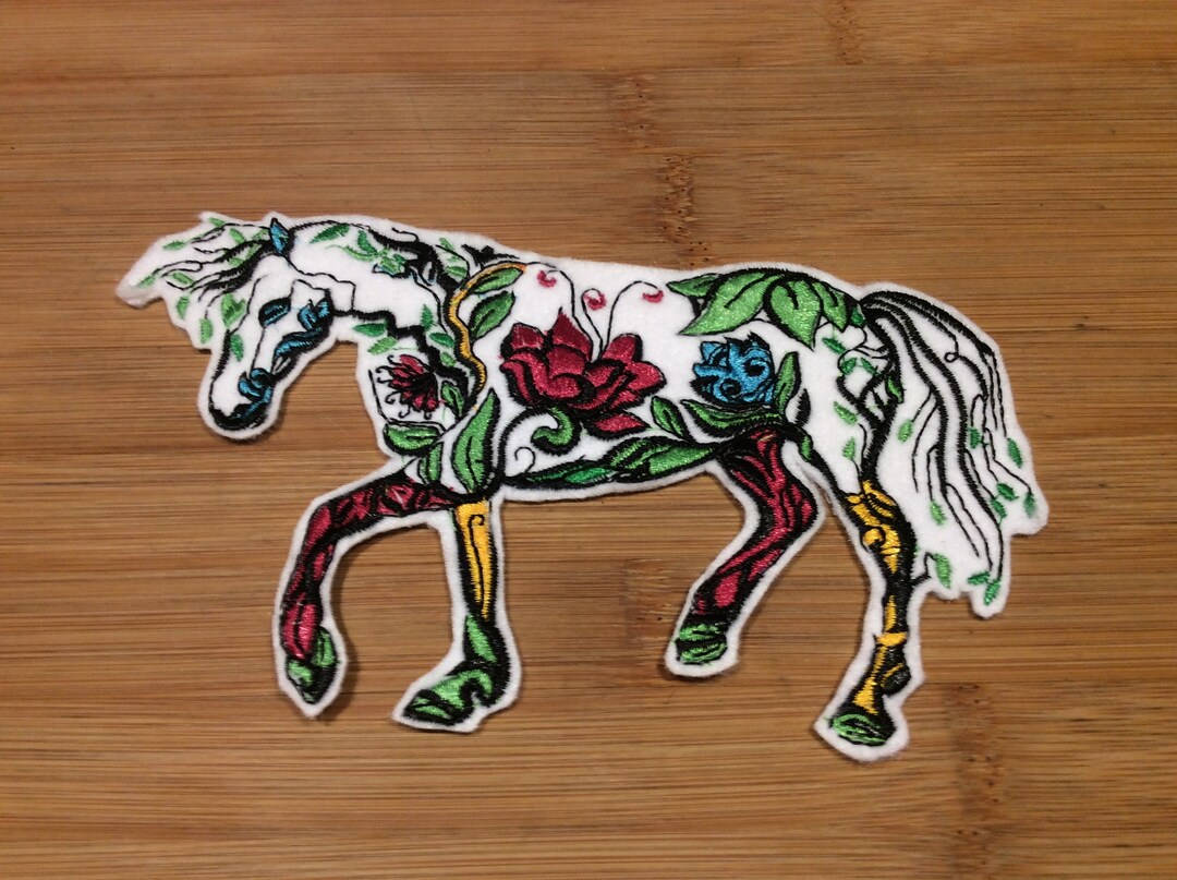 Embroidered Floral Horse Sew/iron-on Patch by Twistedstitcher 2018 ...