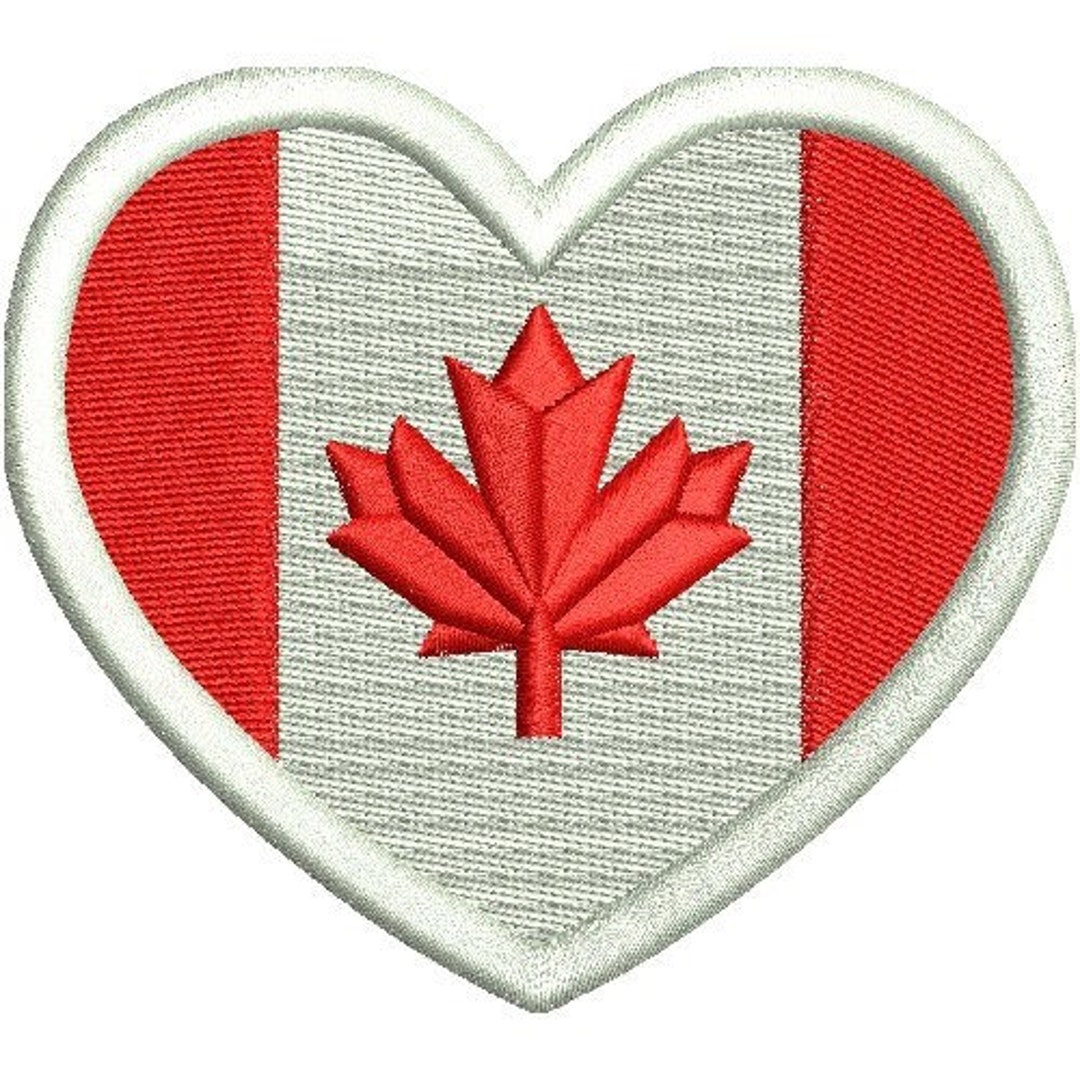 Embroidered Canada Flag Heart Shaped Sew/iron-on Patch Oh - Etsy