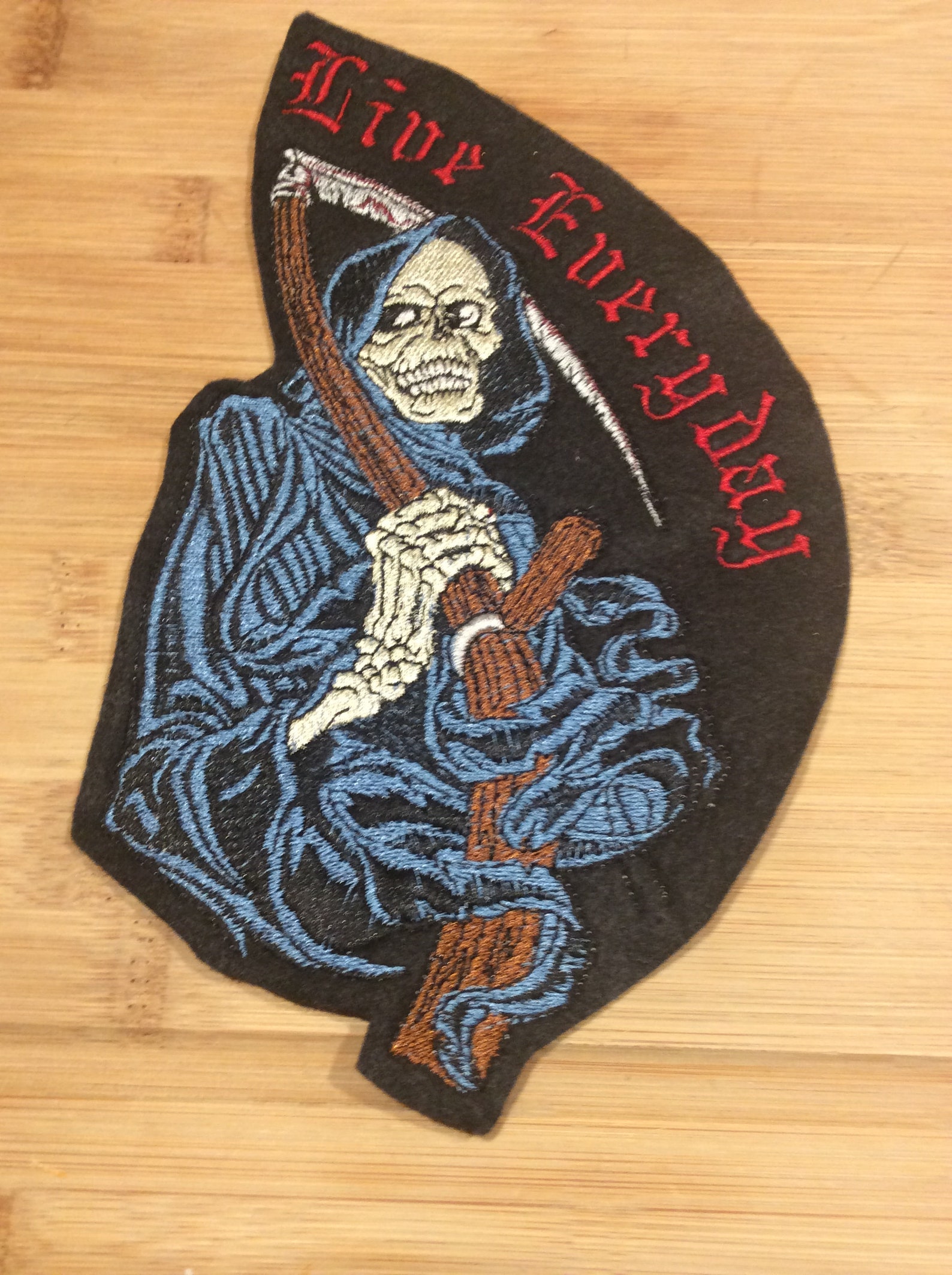 Embroidered Live Everyday Grim Reaper Patch 8 x 5 inches by | Etsy