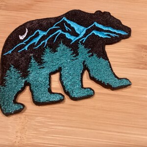 Embroidered Mountain Forest Bear Scene Patch 4.50x 3inches Wilderness Patch by Twistedstitcher ...