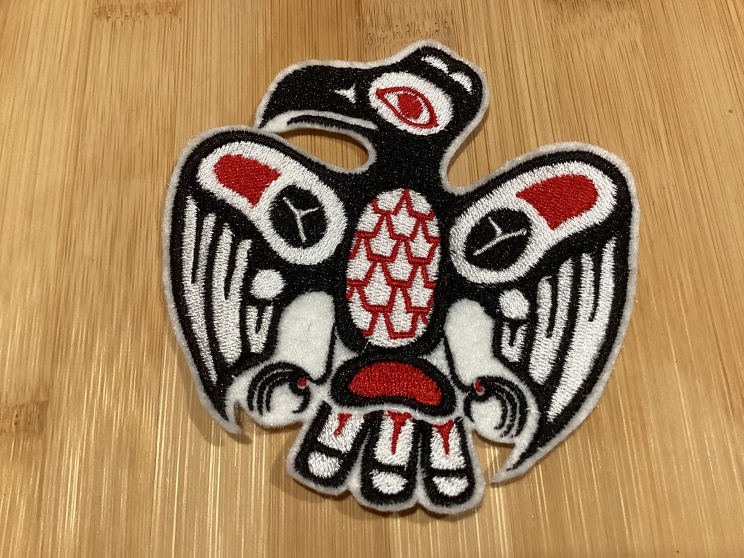 Embroidered Red Black and White Native Tribal Raven Patches 3 Sizes ...