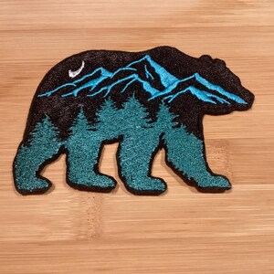 Embroidered Mountain Forest Bear Scene Patch 4.50x 3inches Wilderness Patch by Twistedstitcher ...