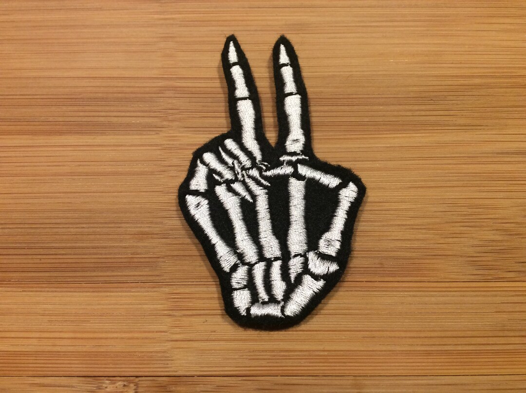 Embroidered Skeleton Hand Peace Sign Patch by Twistedstitcher2018 ...