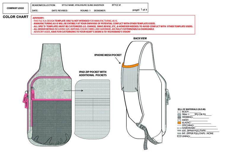 Athleisure Sling Backpack | Customizable Mass Production Tech Pack | up ...