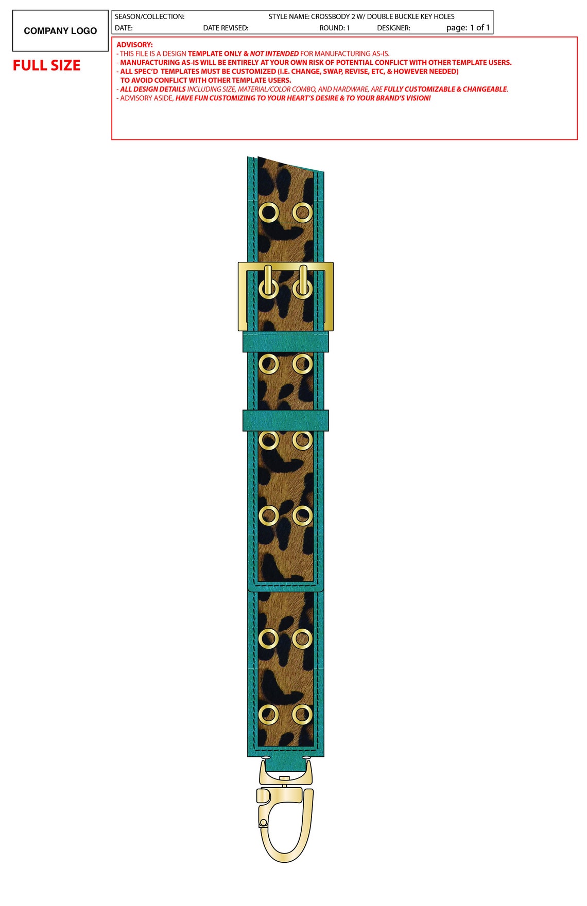 Wide Crossbody - Double Pin Buckle and Grommets | Cheetah Emboss ...