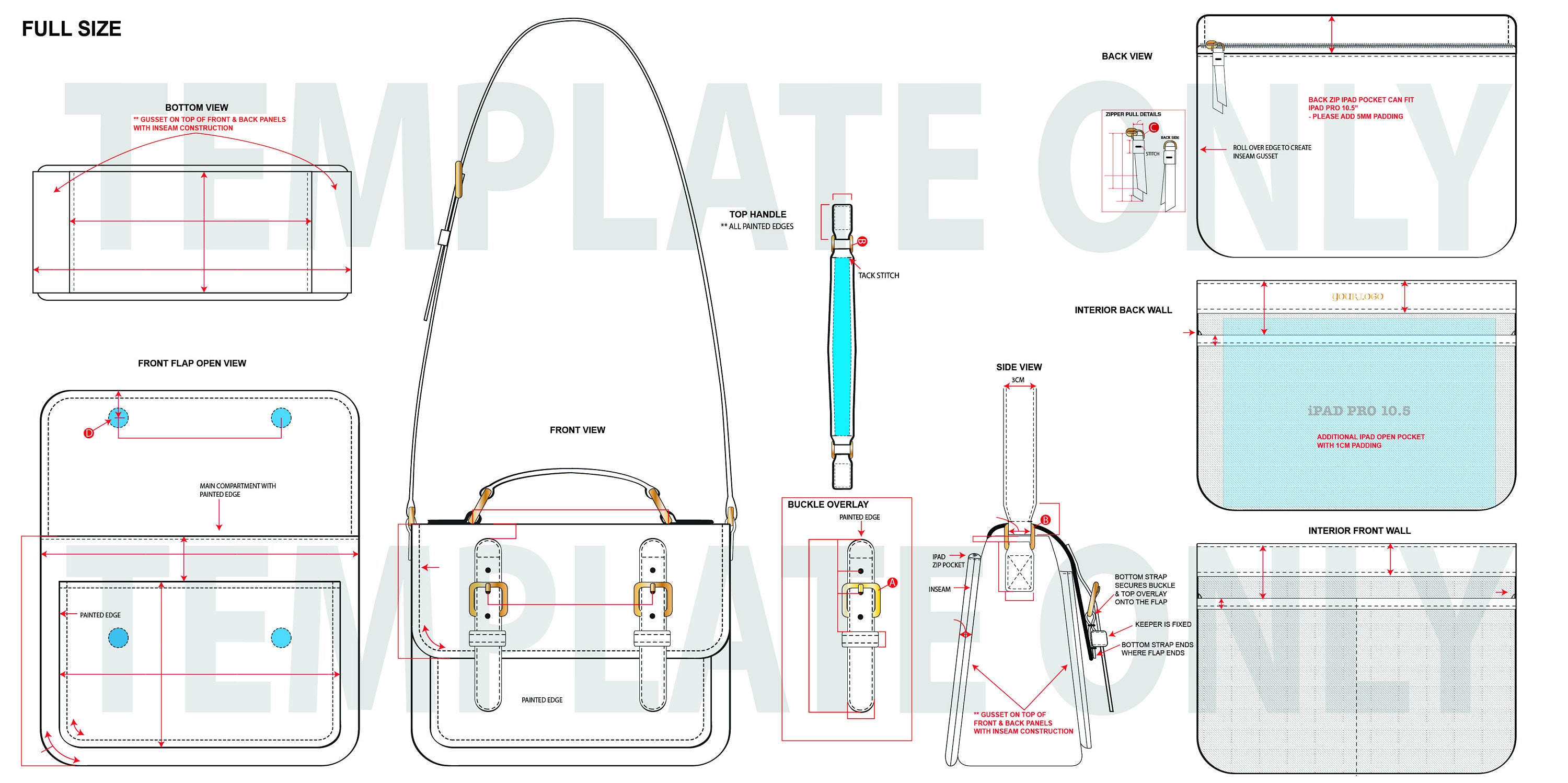 Bundle - Messenger Book Bag With iPad Pocket and Leather Overlay Design ...