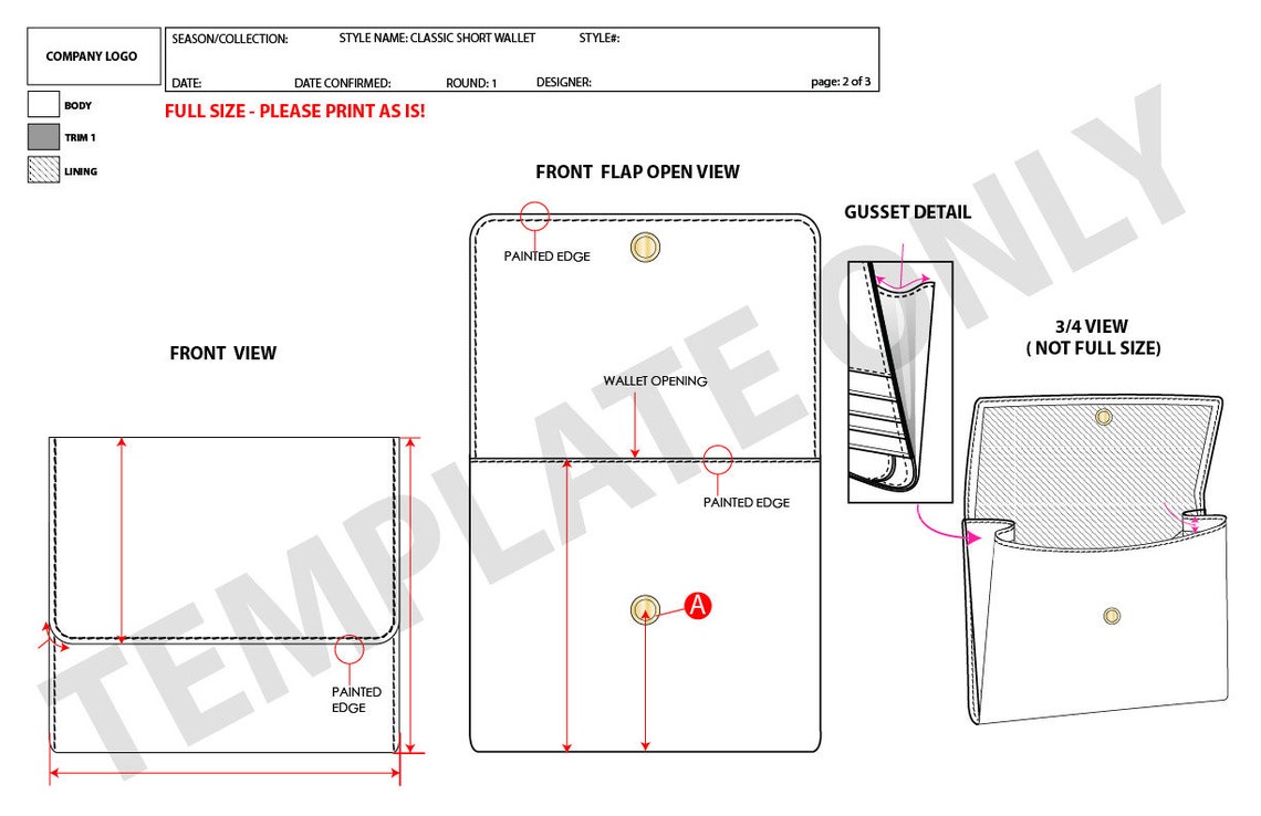 Classic Short Wallet | Customizable Mass Production Tech Pack | up to ...