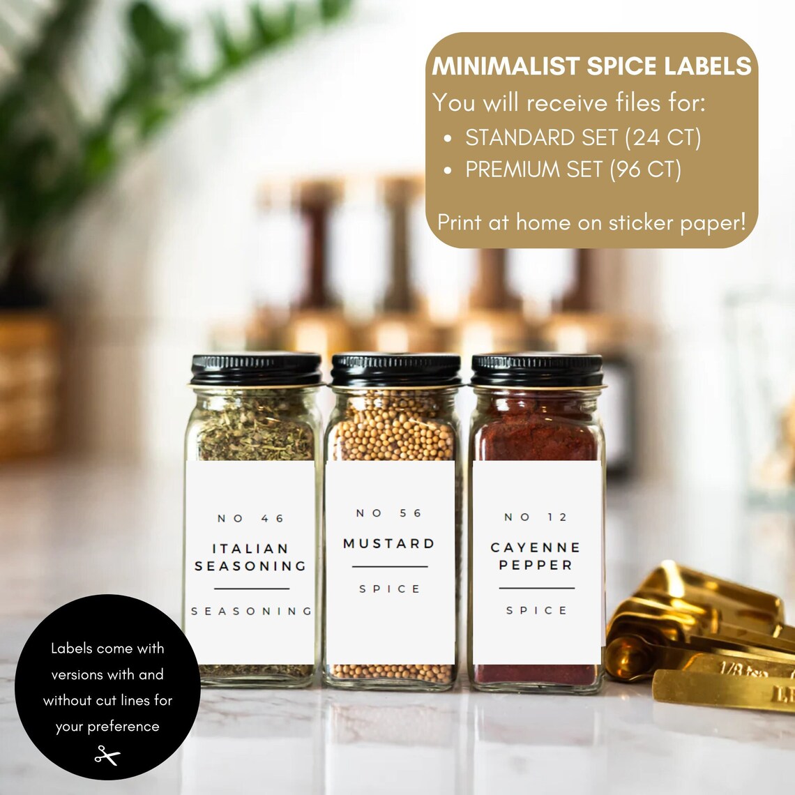 Minimalist Modern Spice Labels Standard Set Spice Labels Premium Spice ...