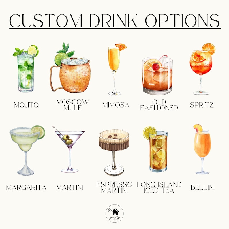 Custom Roommate Cocktail Print: Personalized Drinks Bar Art (digital ...