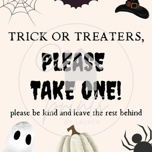 Trick or Treat Sign | Please Take One Halloween Trick or Treat Sign ...