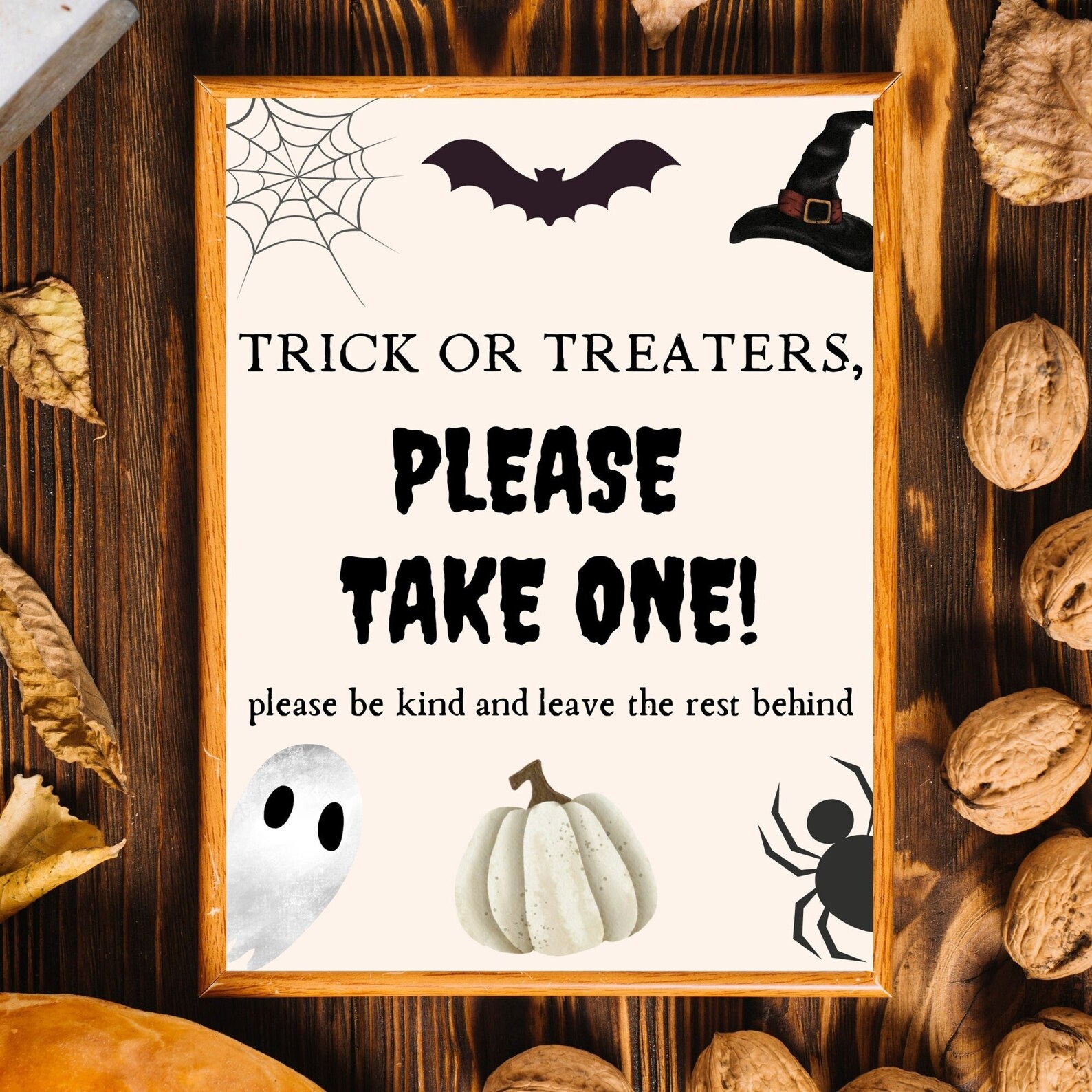 Trick or Treat Halloween Candy Sign: Take One, Two, Three (digital ...