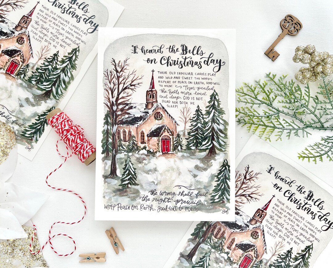 I Heard the Bells on Christmas Day Art Print / Holiday Church ...
