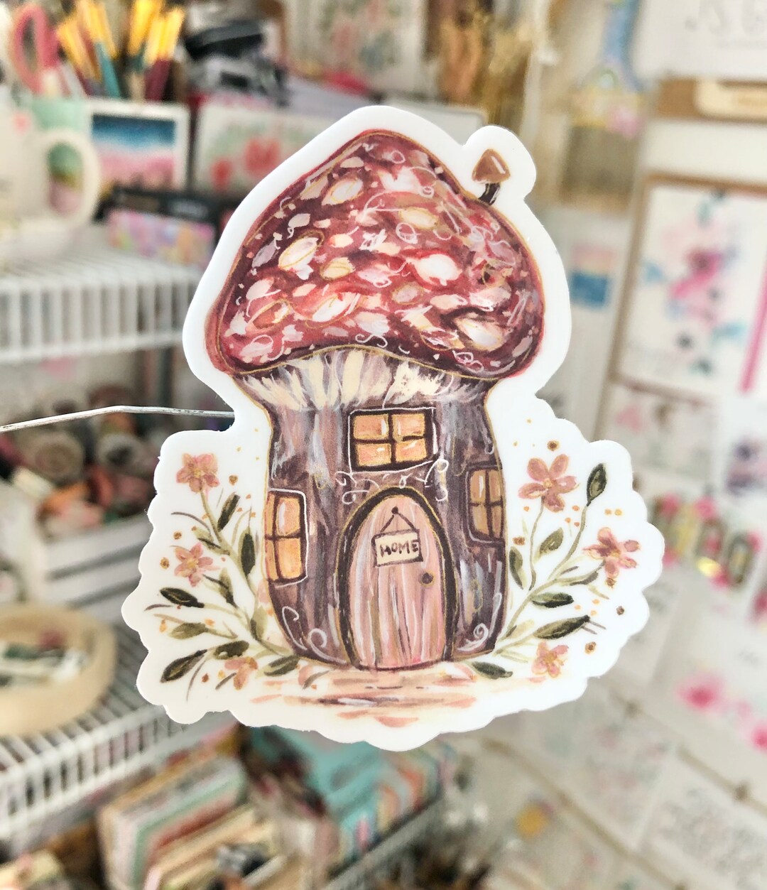 Cottagecore Mushroom Home Vinyl Sticker / Cozy Cottage/ Fairy Garden ...