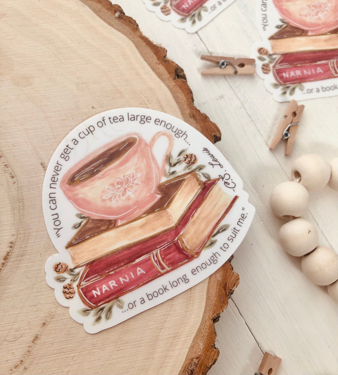 A Longing for Books and Tea Quote Sticker/ Literary Lover Vinyl Sticker ...