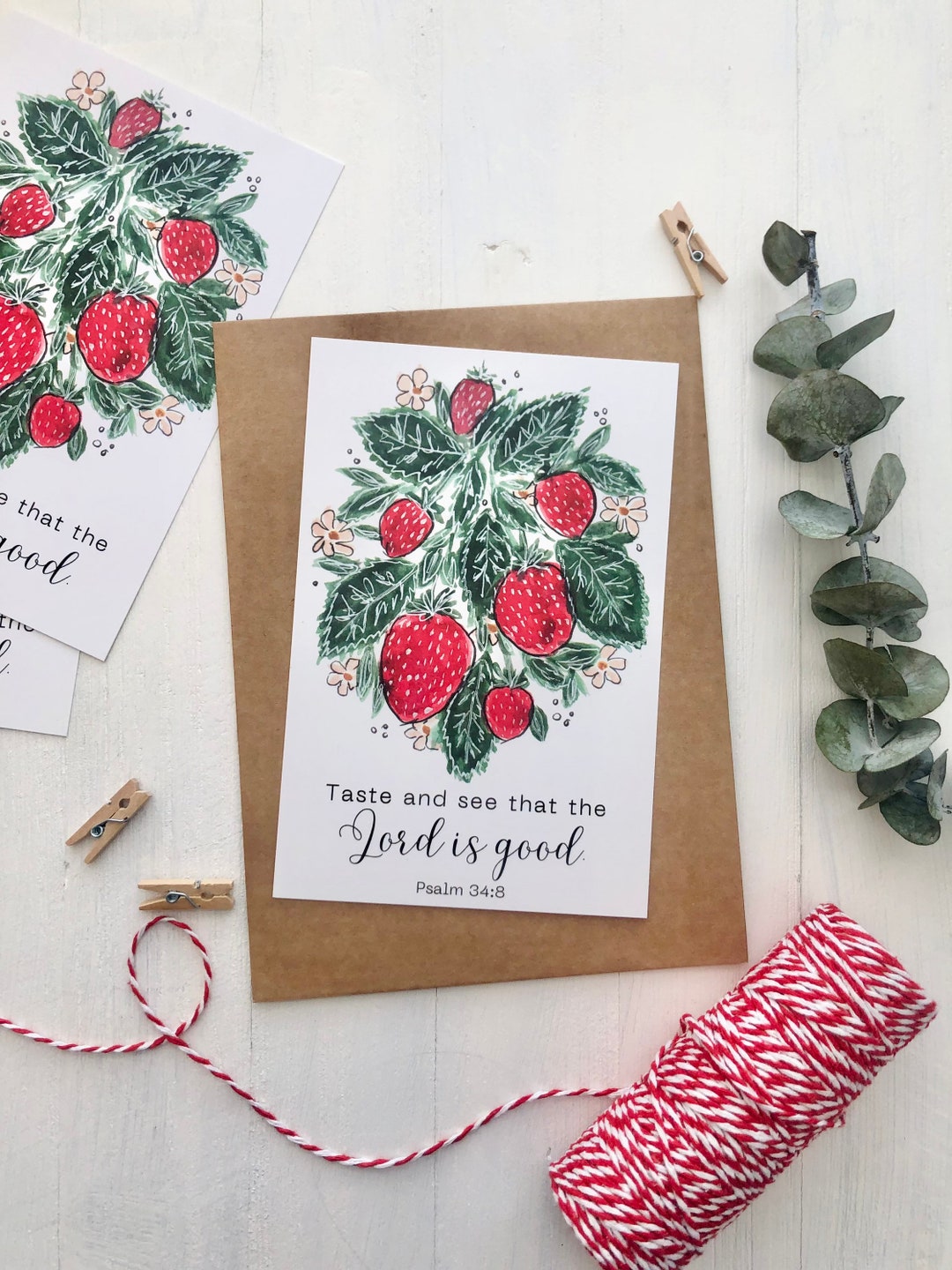 Strawberry Bible Verse Postcard/ Art Print - Etsy