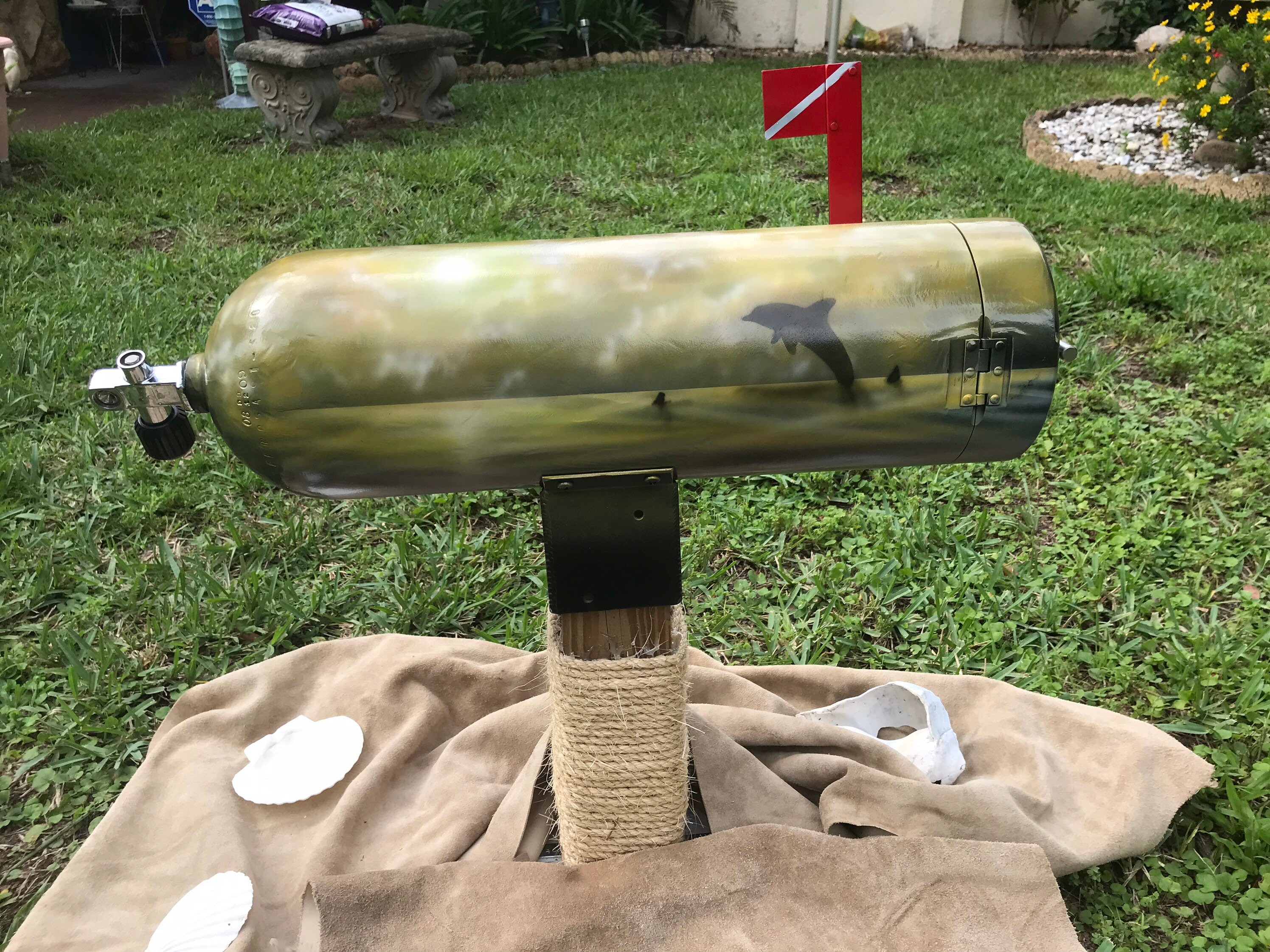 Sunset Dolphin Hand Painted Scuba Tank Mailbox - Etsy