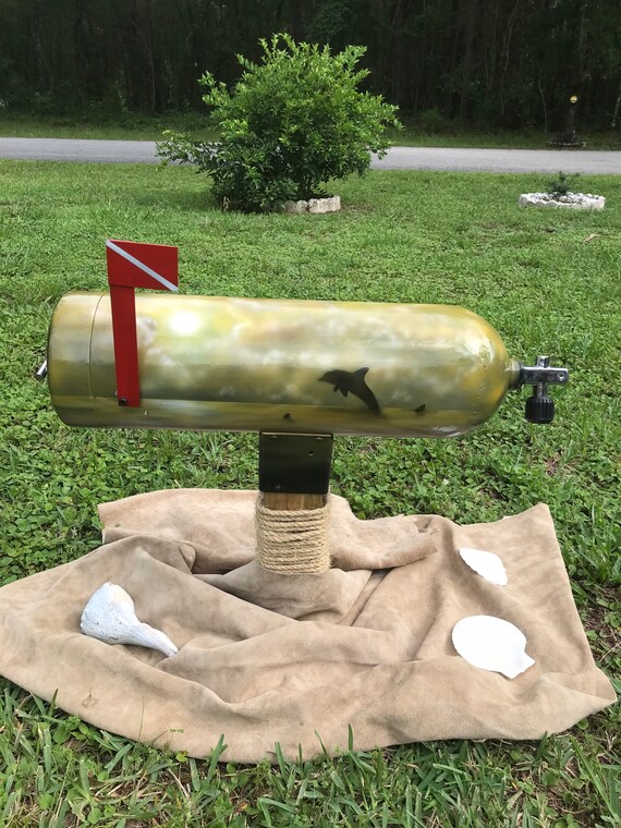 Sunset Dolphin Hand Painted Scuba Tank Mailbox | Etsy