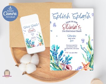 Editable Under the Sea Birthday Invitation Mermaid Ocean Swimming Party ...