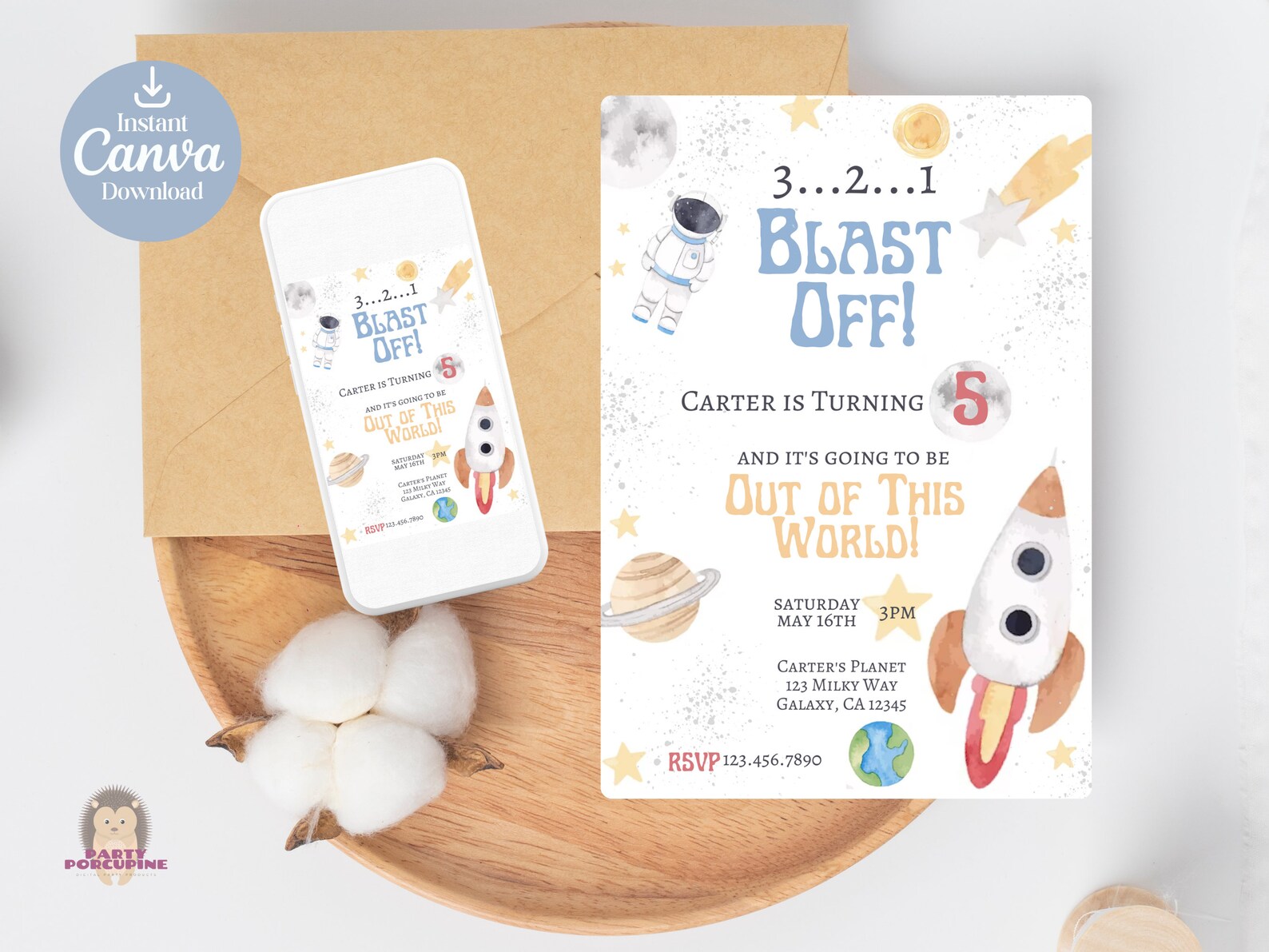 Editable Blast off Birthday Invitation Space Astronaut Birthday Invite ...