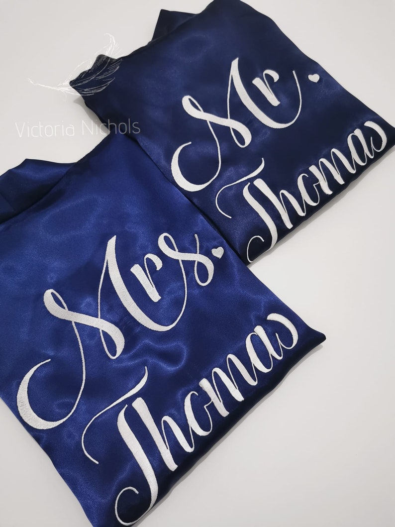 Personalized Silk Couple Robes: Embroidered Mr & Mrs Matching Robes ...