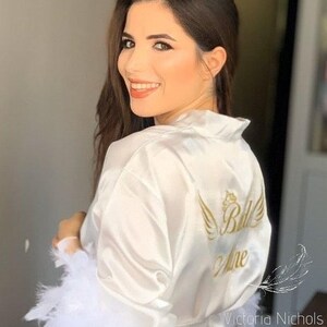 Personalized Bride Robe With Feather,custom Feather Bridal Robe ...